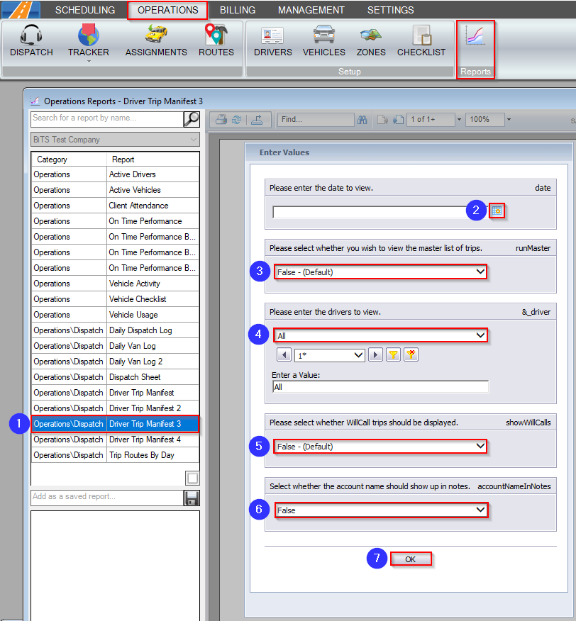 The Driver Trip Manifest 3 Report
